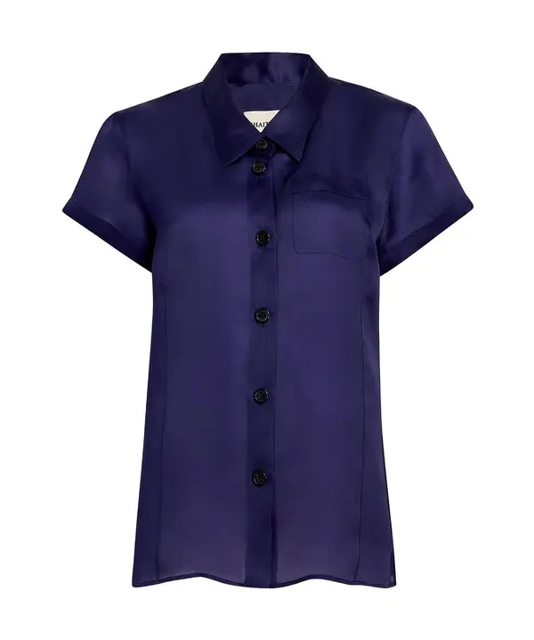Khaite Keefe Button-up Blouse In Silk Organza - Amethyst