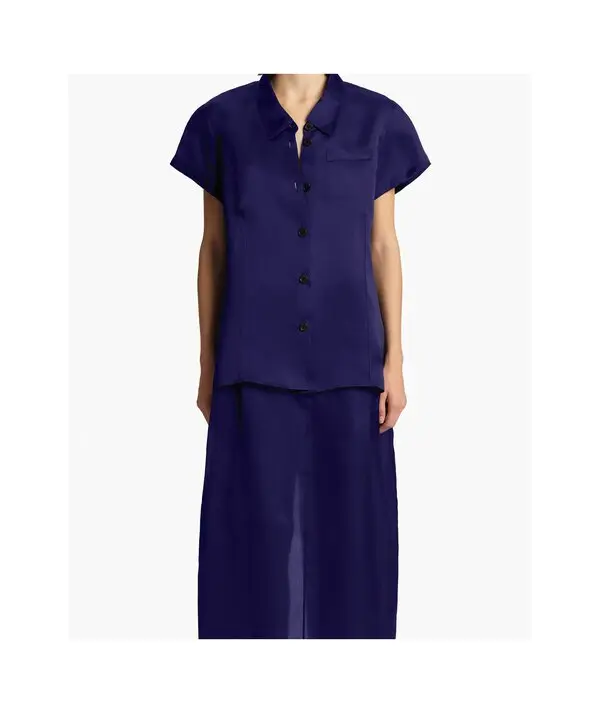 Khaite Keefe Button-up Blouse In Silk Organza - Amethyst