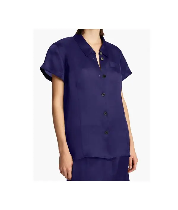 Khaite Keefe Button-up Blouse In Silk Organza - Amethyst