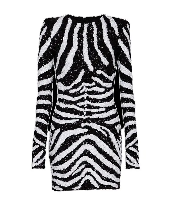 Balmain Two-tone Zebra Sequin Dress