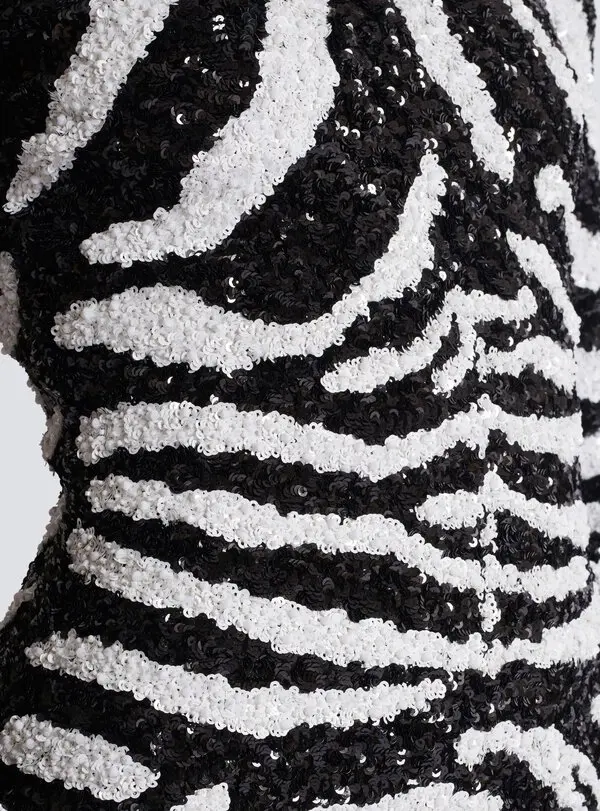 Balmain Two-tone Zebra Sequin Dress