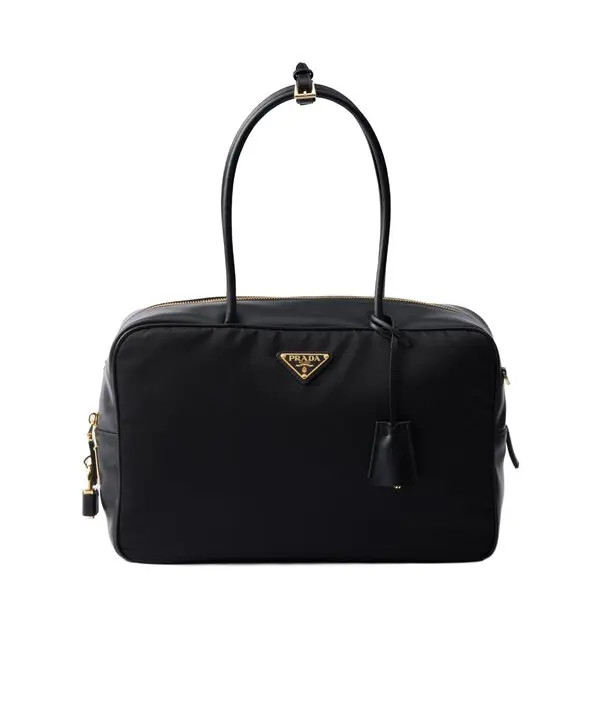 Prada Re-nylon And Leather Top-handle Bag With Padlock