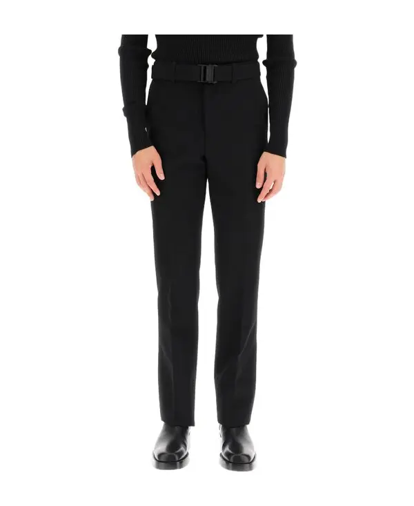 Off-White Belted Straight Leg Trousers - Black