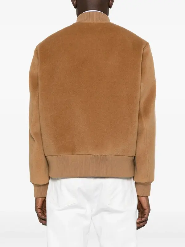 LARDINI Ribbed-collar Wool Jacket - Brown