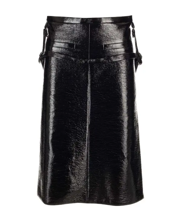 COURREGES Midi Leather Skirt With Slit Detail