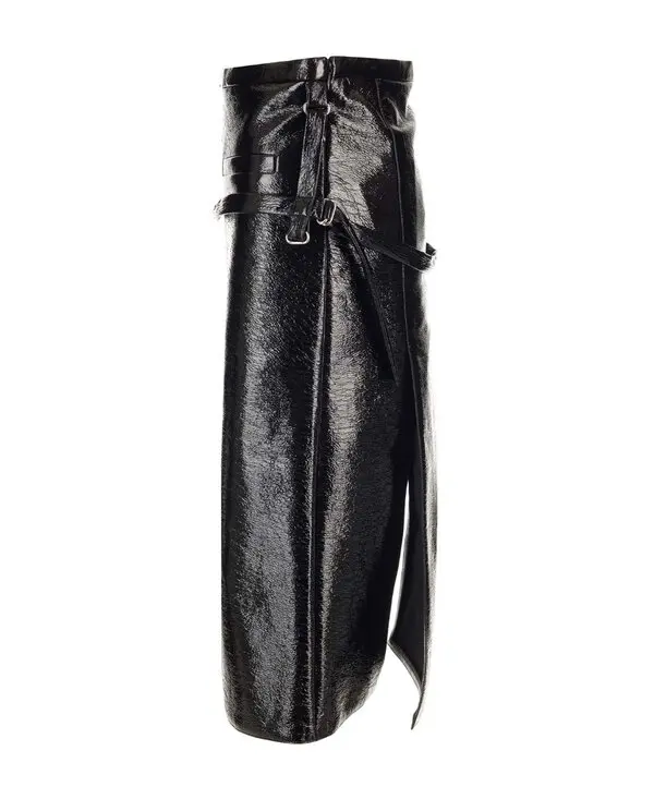 COURREGES Midi Leather Skirt With Slit Detail