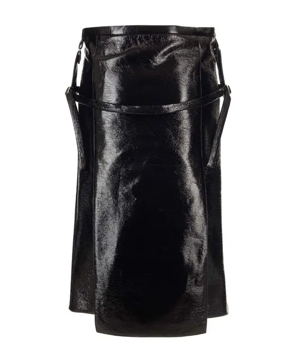 COURREGES Midi Leather Skirt With Slit Detail