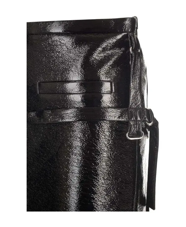 COURREGES Midi Leather Skirt With Slit Detail