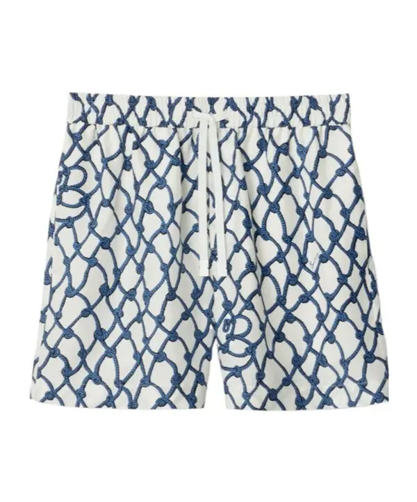 Burberry Allover Knot Printed Drawstring Shorts - Pool