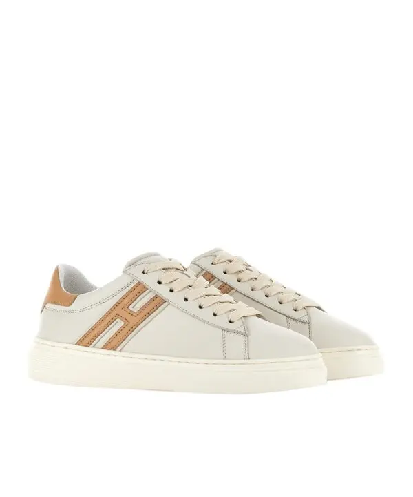 Hogan H365 Lace-up Sneakers With Leather H Detail - White
