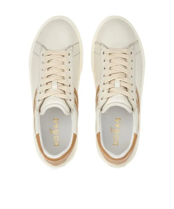 Hogan H365 Lace-up Sneakers With Leather H Detail - White