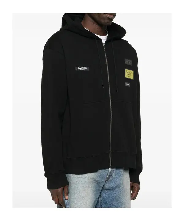 MAISON MARGIELA Logo Patch Full Zip Hoodie - Black