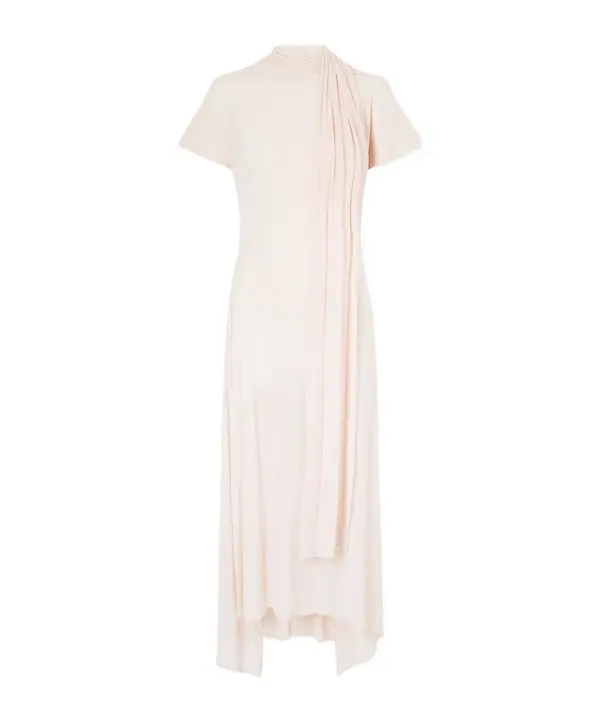 Magda Butrym Asymmetrical Knit Maxi Dress With Scarf Neckline