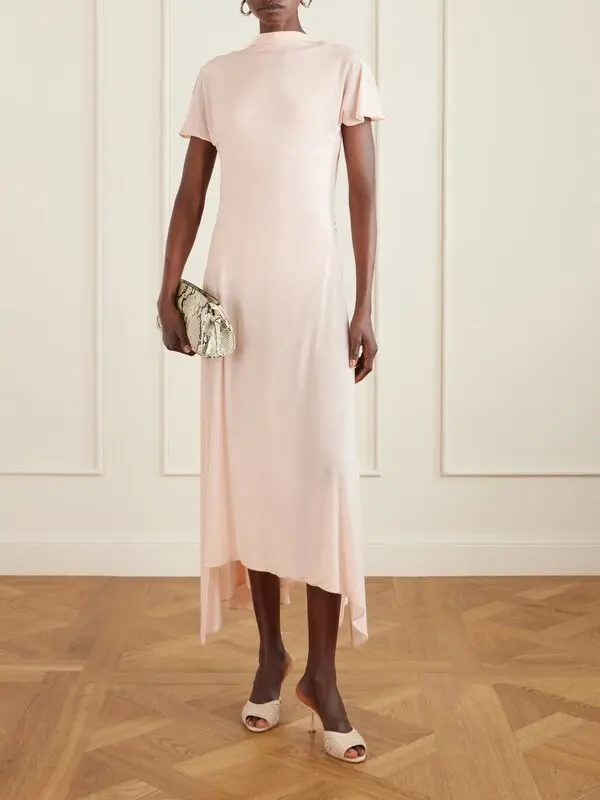 Magda Butrym Asymmetrical Knit Maxi Dress With Scarf Neckline
