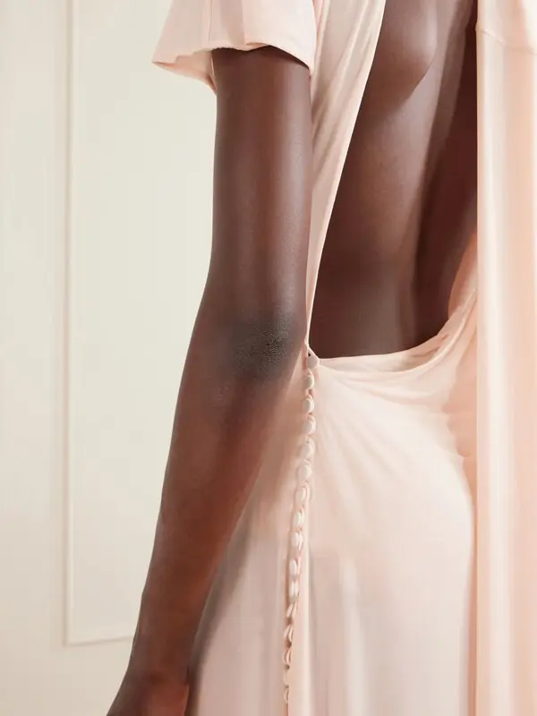 Magda Butrym Asymmetrical Knit Maxi Dress With Scarf Neckline