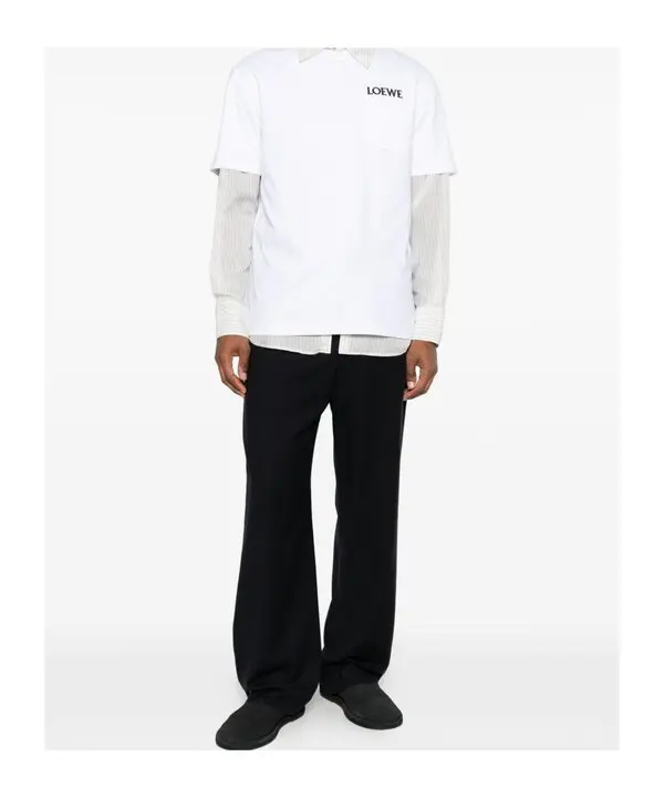 Loewe Drawstring Wool Trousers With Embroidered Rearrangement Pattern - Blue