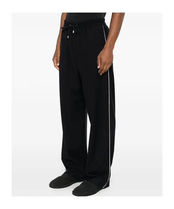 Loewe Drawstring Wool Trousers With Embroidered Rearrangement Pattern - Blue