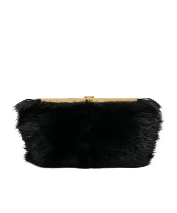 Khaite Aimee Shearling Clutch Bag - Black