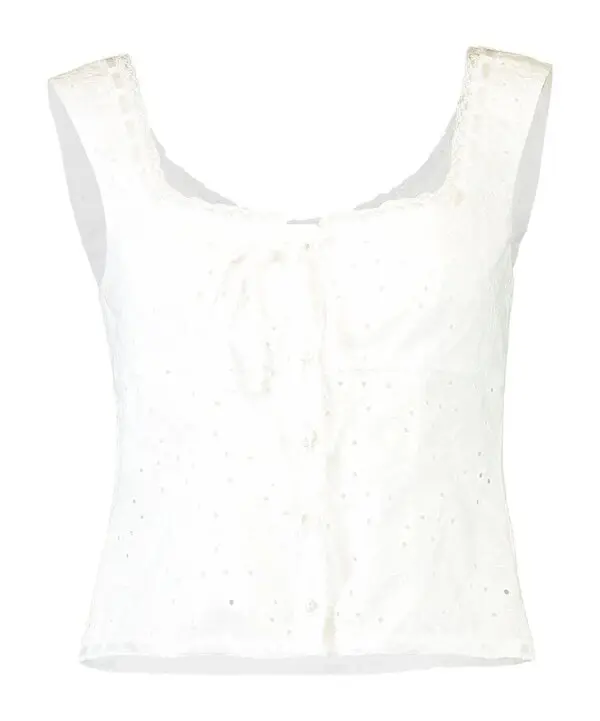 Staud Square Neck Top With Lace Trim