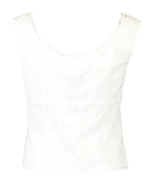 Staud Square Neck Top With Lace Trim