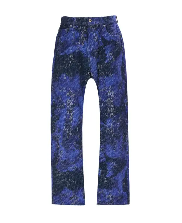 Off-White Logo-jacquard Straight Leg Jeans - White