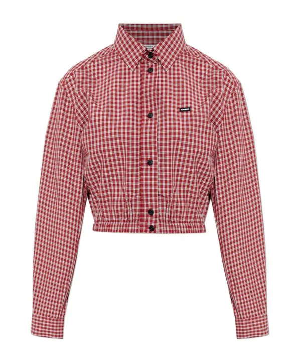 Vetements Checked Cropped Shirt - Red