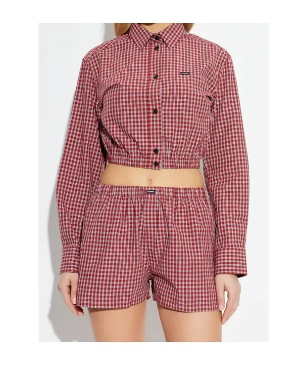 Vetements Checked Cropped Shirt - Red
