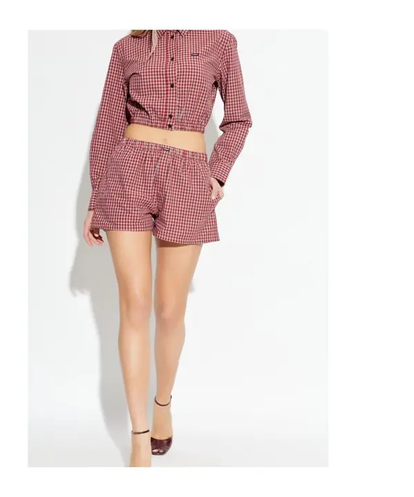 Vetements Checked Cropped Shirt - Red