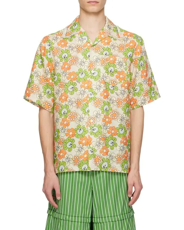 Marni Floral-print Shirt - Nude