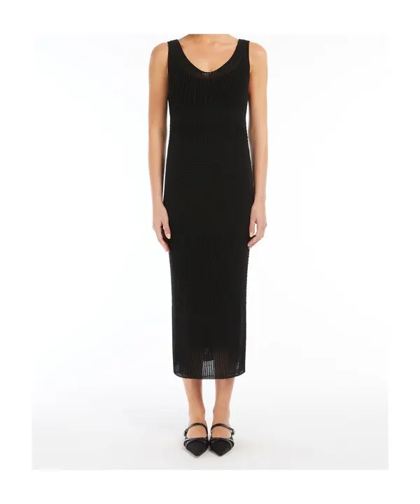 Max Mara V-neck Knitted Midi Dress - Black