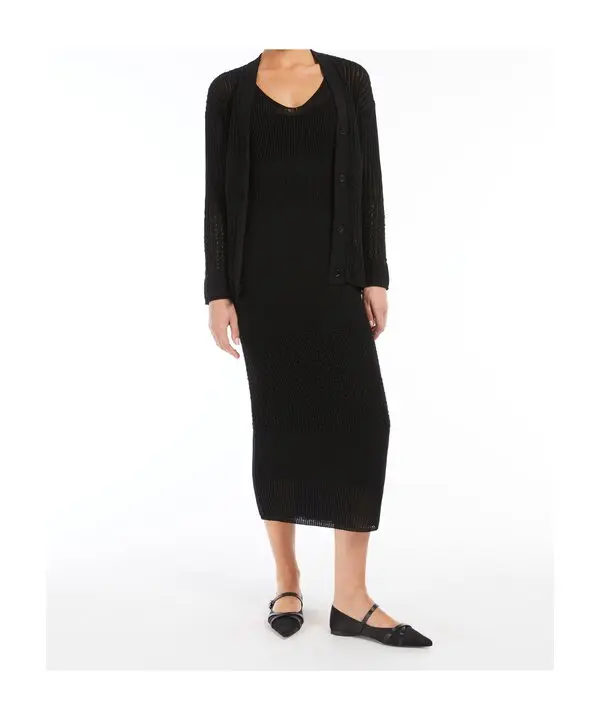 Max Mara V-neck Knitted Midi Dress - Black