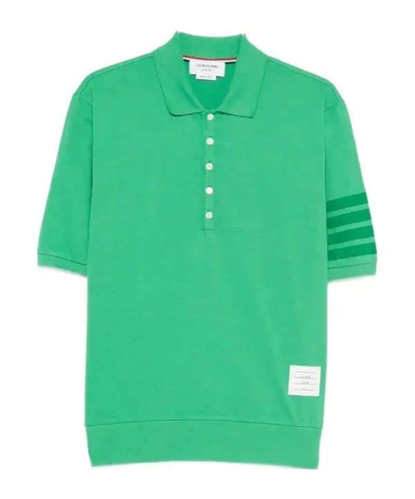 Thom Browne Stripe-detail Polo Shirt - Green