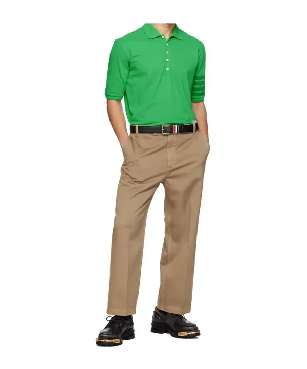 Thom Browne Stripe-detail Polo Shirt - Green