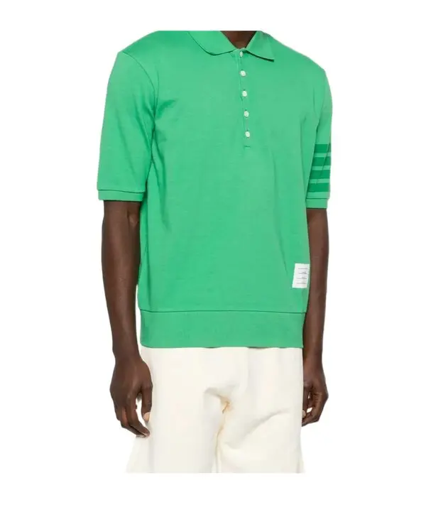 Thom Browne Stripe-detail Polo Shirt - Green