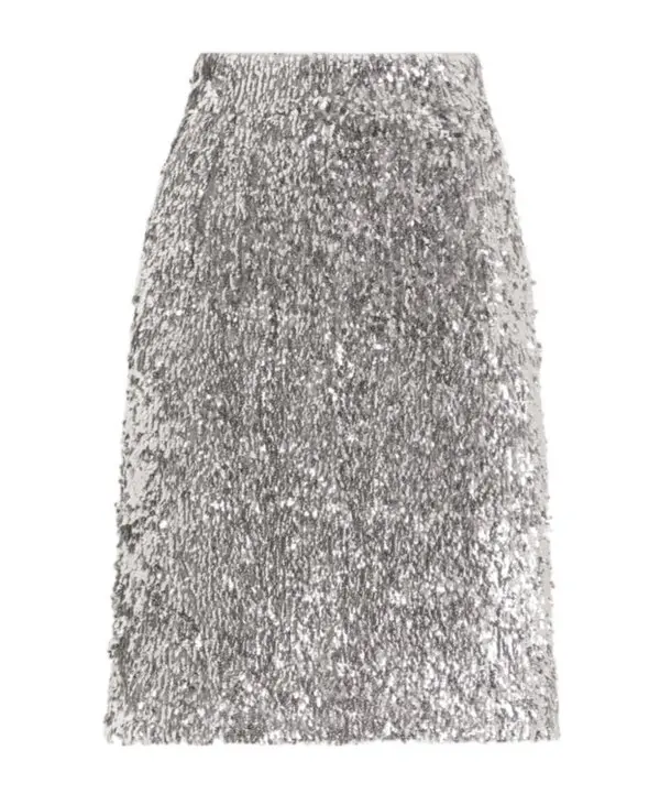 Dolce & Gabbana Sequined Midi Skirt - Silver