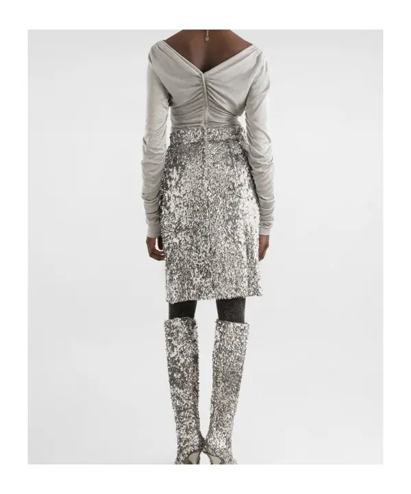 Dolce & Gabbana Sequined Midi Skirt - Silver