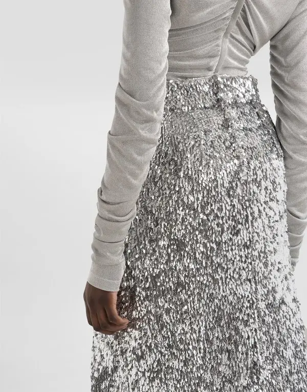 Dolce & Gabbana Sequined Midi Skirt - Silver