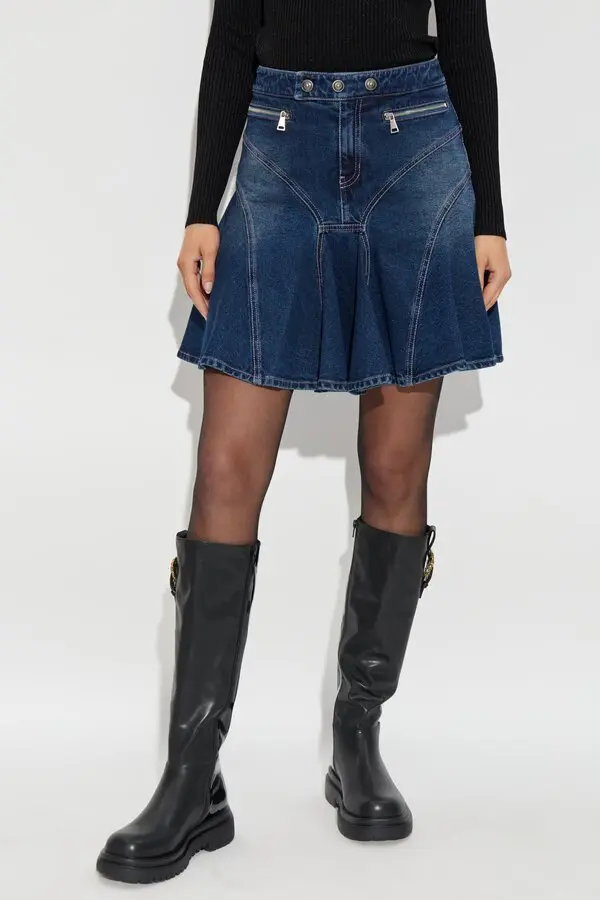 Versace Logo Denim Mini Skirt