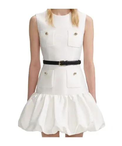 SELF-PORTRAIT Sleeveless Mini Dress With Belted Peplum Skirt
