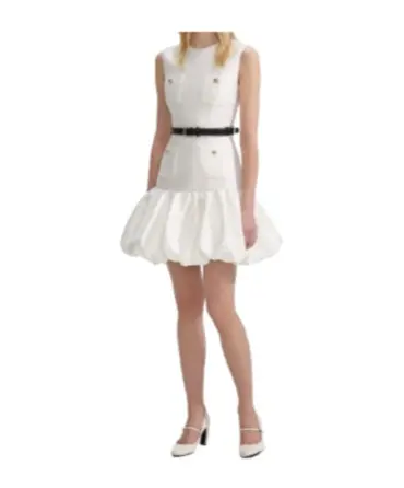 SELF-PORTRAIT Sleeveless Mini Dress With Belted Peplum Skirt
