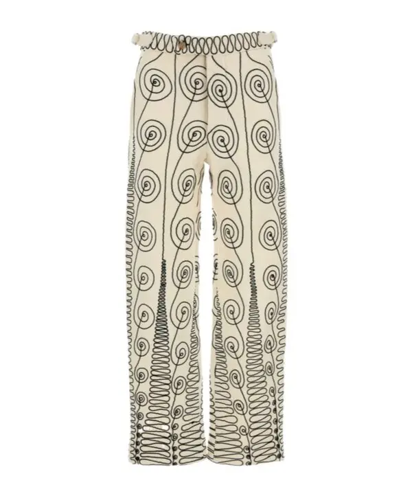 BODE Spiral Pattern Embroidered Trousers - Nude