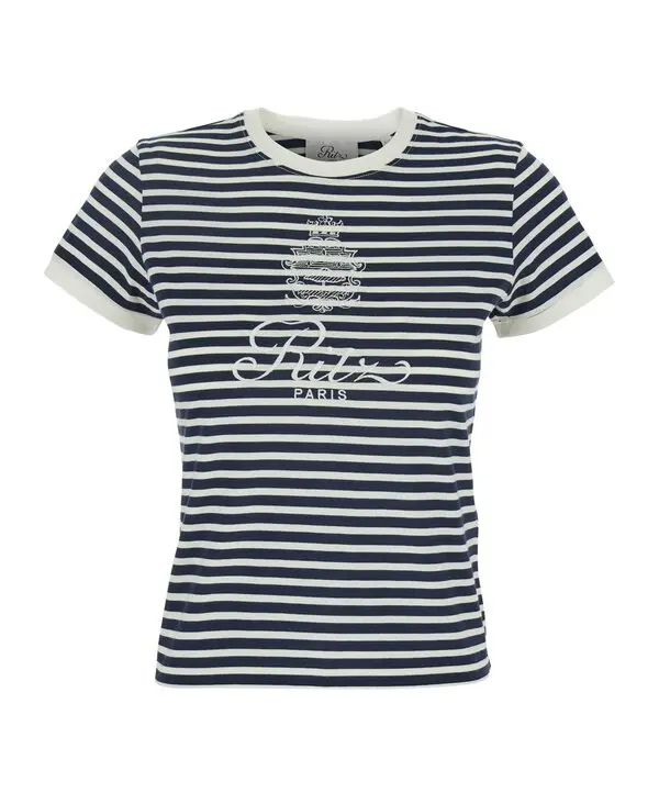 FRAME Ritz Paris Striped Crewneck T-shirt - Blue