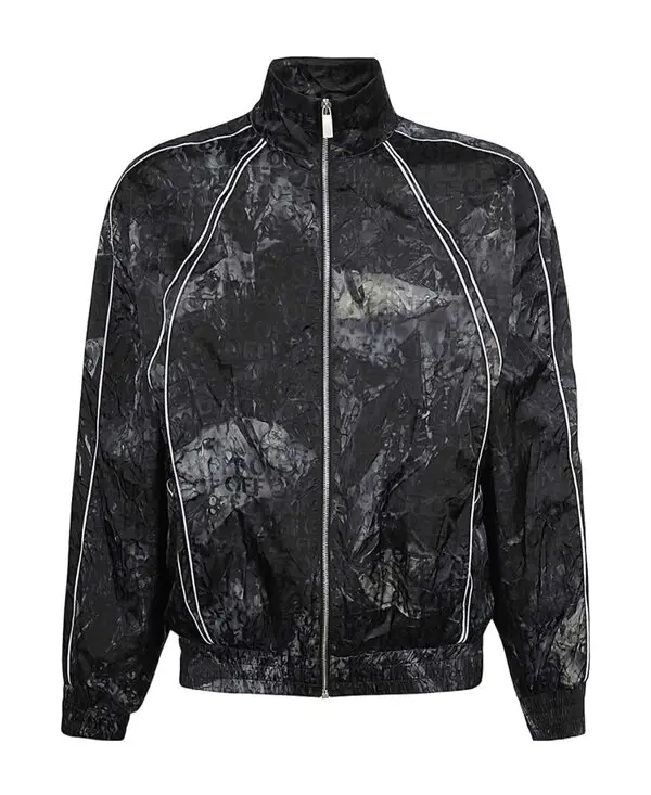 Off-White Crinkled Zip-up Windbreaker Jacket - Black