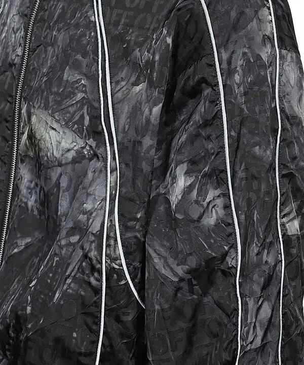 Off-White Crinkled Zip-up Windbreaker Jacket - Black
