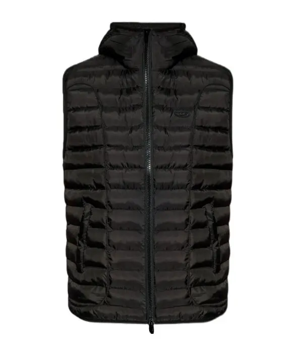 DIESEL® Quilted Hooded Vest - Black