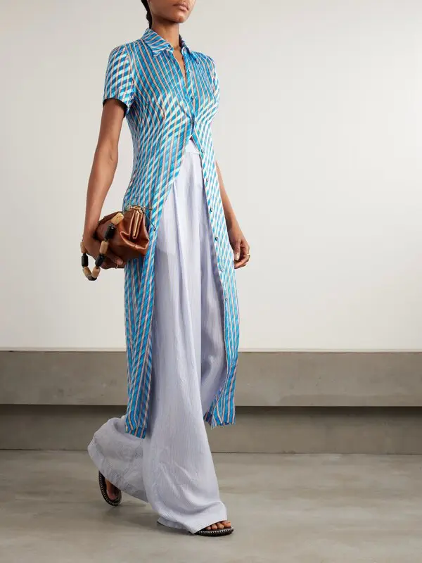 Dries Van Noten Striped Midi Shirt Dress