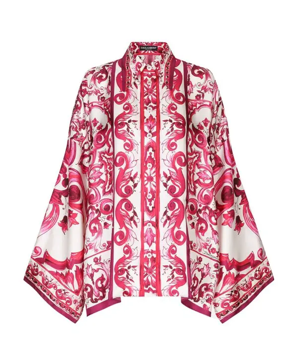 Dolce & Gabbana Majolica Print Batwing Sleeve Shirt