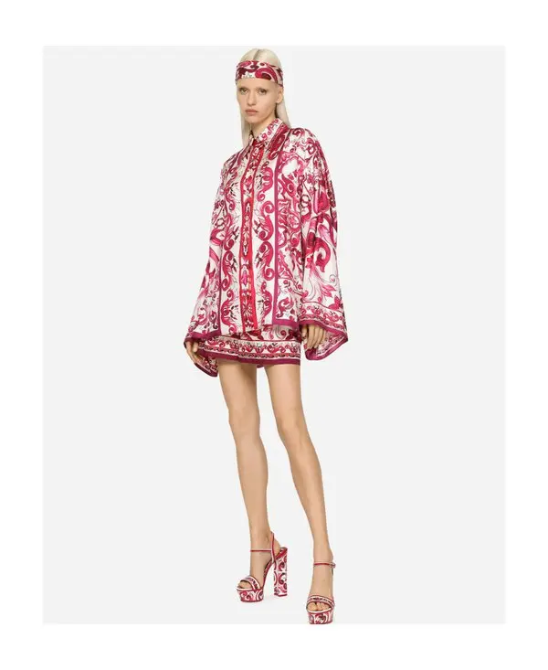 Dolce & Gabbana Majolica Print Batwing Sleeve Shirt