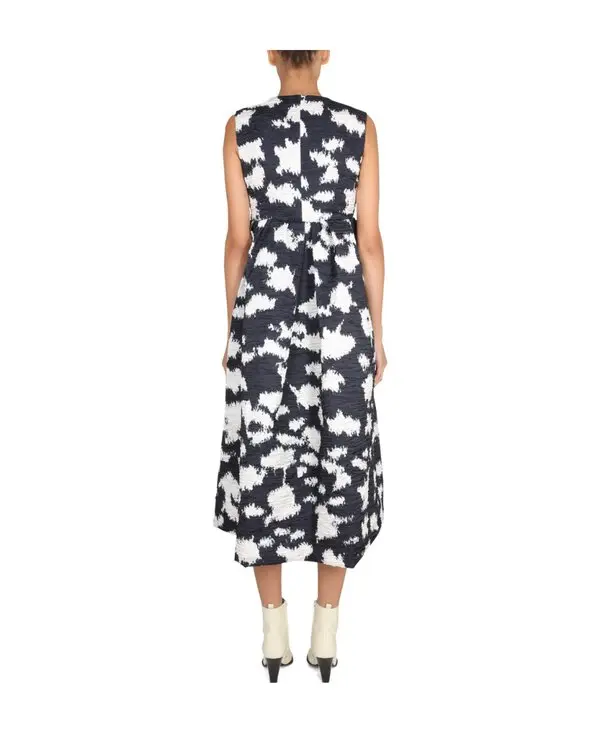 Dries Van Noten Sleeveless Deep V-neck Pleated Dress
