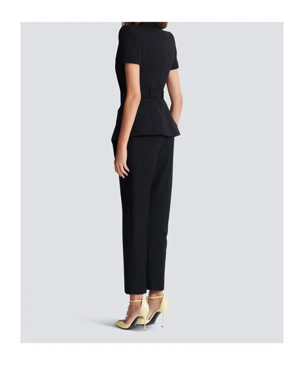 Balmain Belted V-neck Jacket - Black